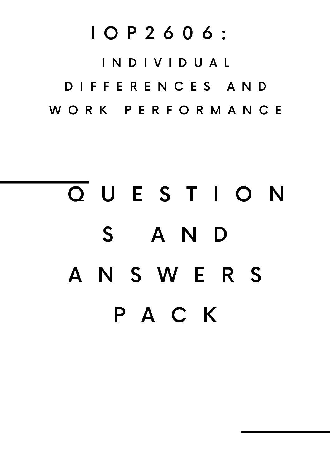 IOP2606 Questions And Answers Pack StudyPass