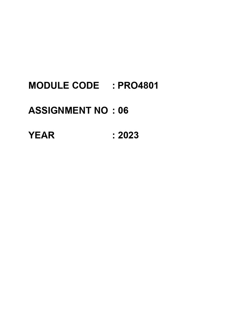 PRO4801 ASSIGNMENT NO.6 SUGGESTED SOLUTIONS - StudyPass