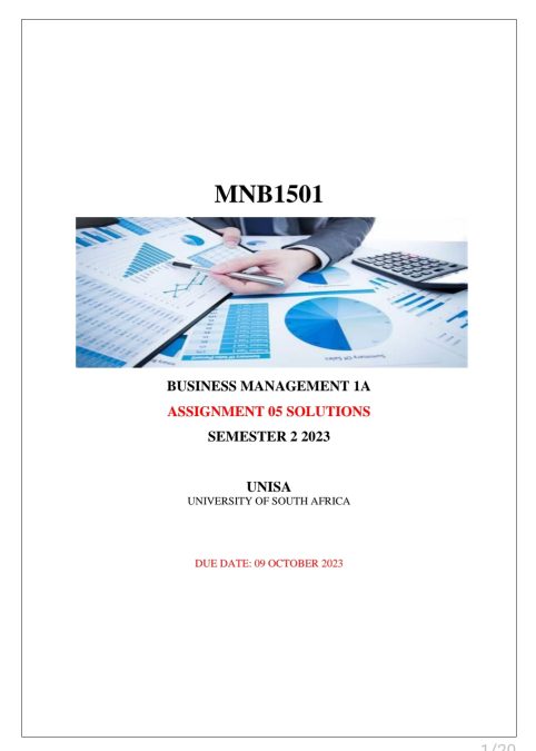 MNB1501 ASSIGNMENT 05 MEMO SEMESTER 2 2023 - StudyPass