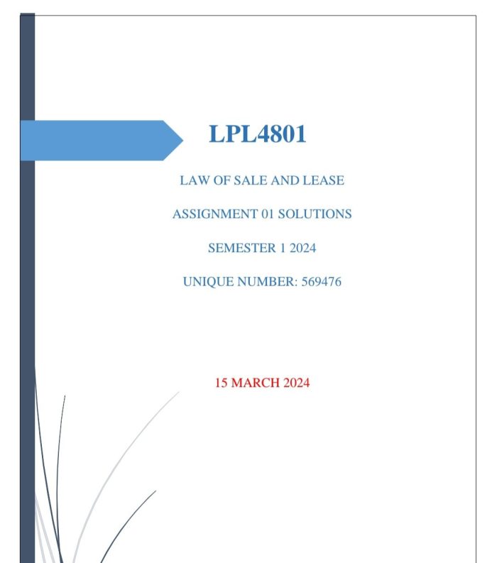 LPL4801 ASSIGNMENT 01 ANSWERS SEMESTER 1 2024 - StudyPass