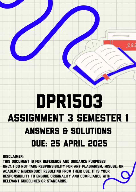 DPR1503 Assignment 3 Semester 1 Memo | Due 25 April 2025 - StudyPass