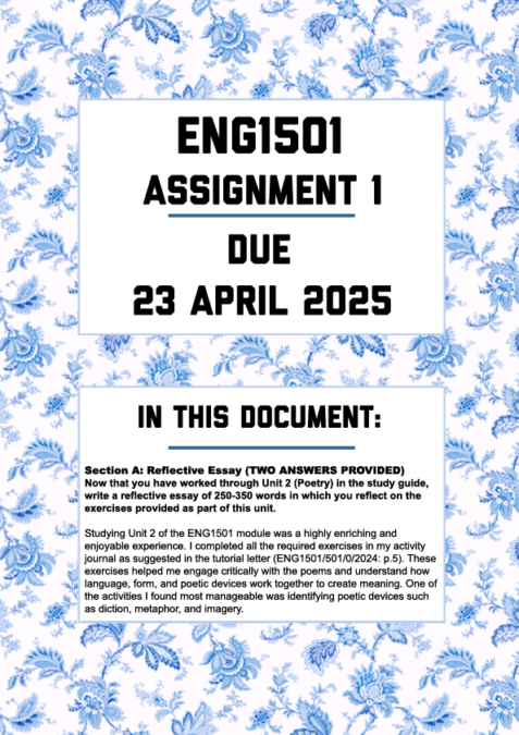 ENG1501 ASSIGNMENT 1 2025 - FULLY ANSWERED - StudyPass