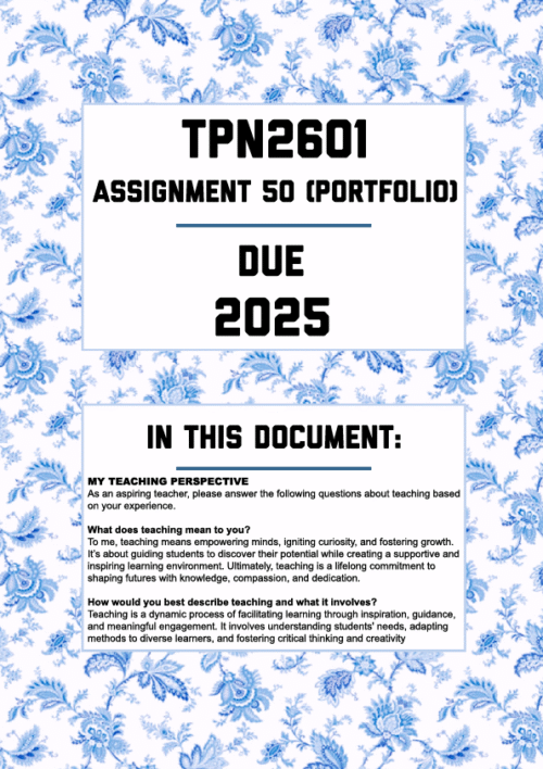 Tpn2601 Assignment 50 Portfolio 2025 Fully Answered Studypass