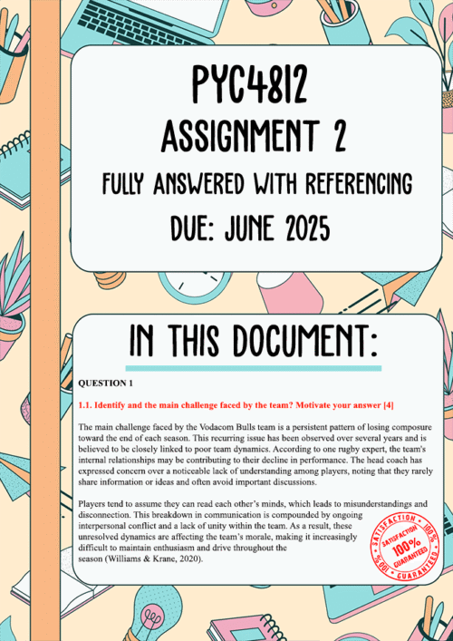PYC4812 Assignment 2 Memo | Due June 2025 - StudyPass