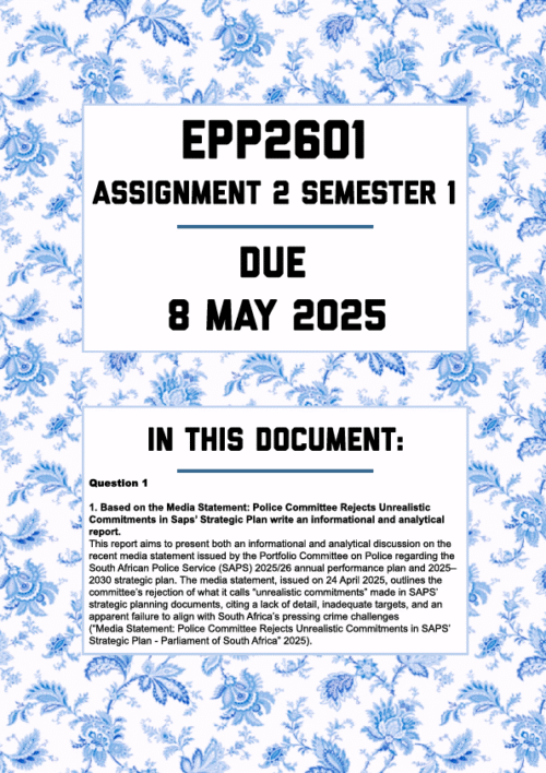 Epp2601 Assignment 2 Semester 1 2025 Fully Answered Due 8 May 2025