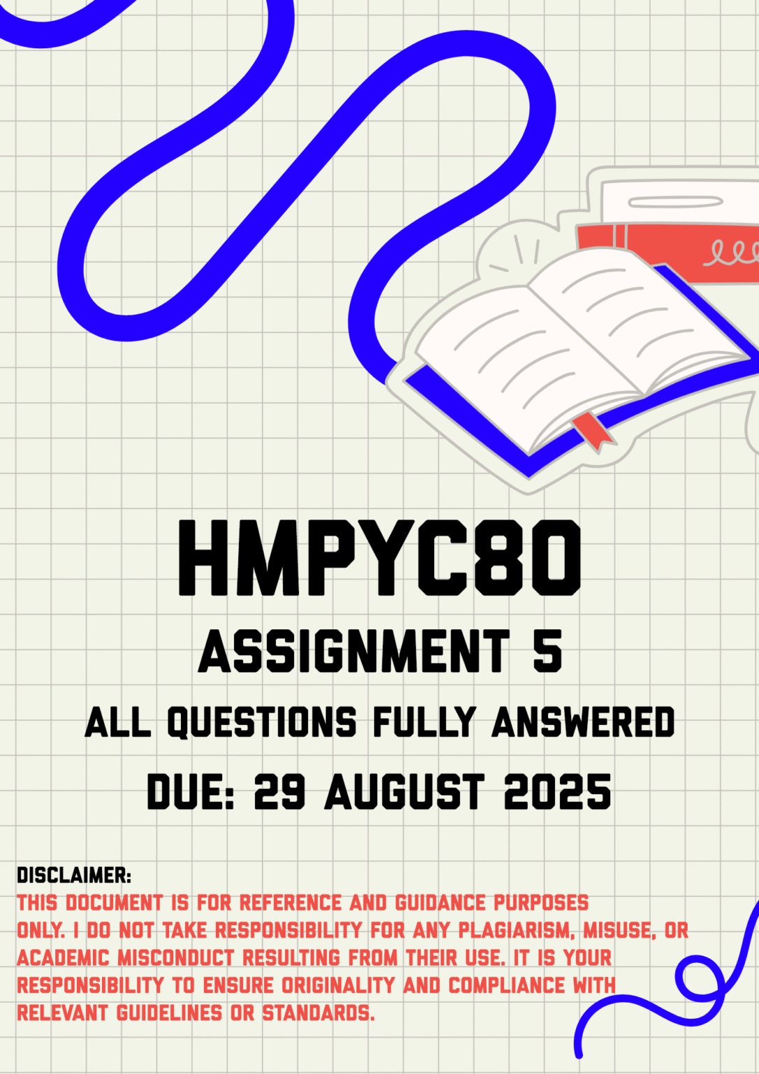 HMPYC80 Assignment 5 Memo | Due 29 August 2025 - StudyPass