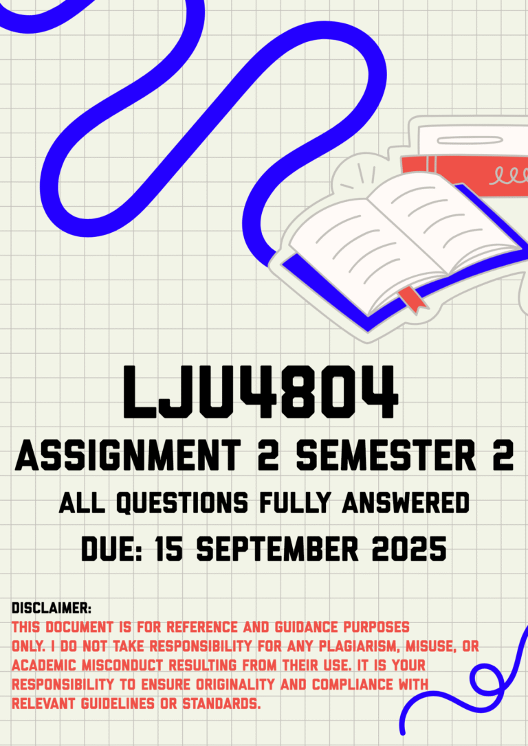 LJU4804 Assignment 2 Semester 2 Memo | Due 15 September 2025 - StudyPass