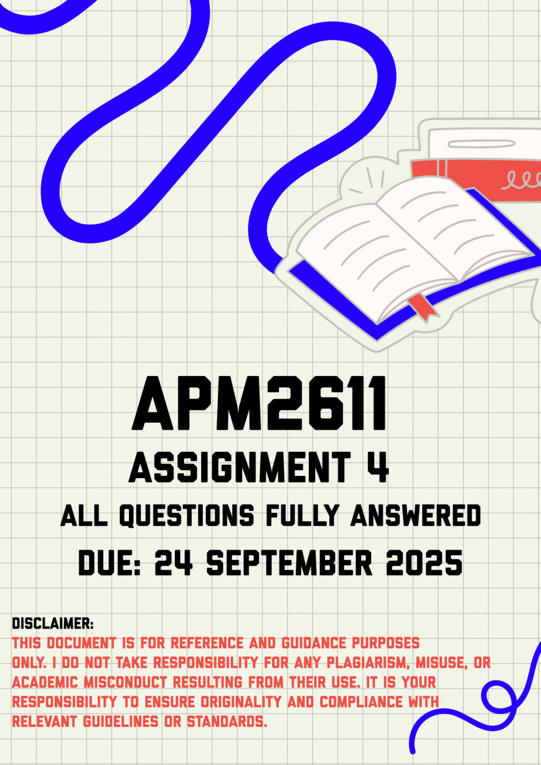 APM2611 Assignment 4 Memo | Due 24 September 2025 - StudyPass