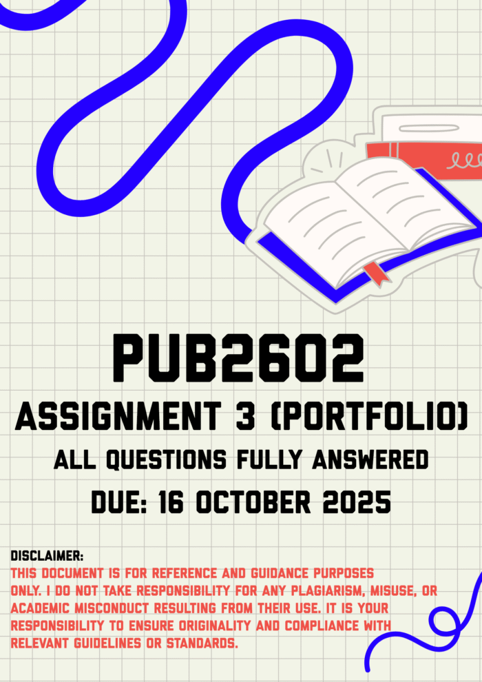PUB2602 Assignment 3 (October/November) Semester 2 Memo | Due 16 ...