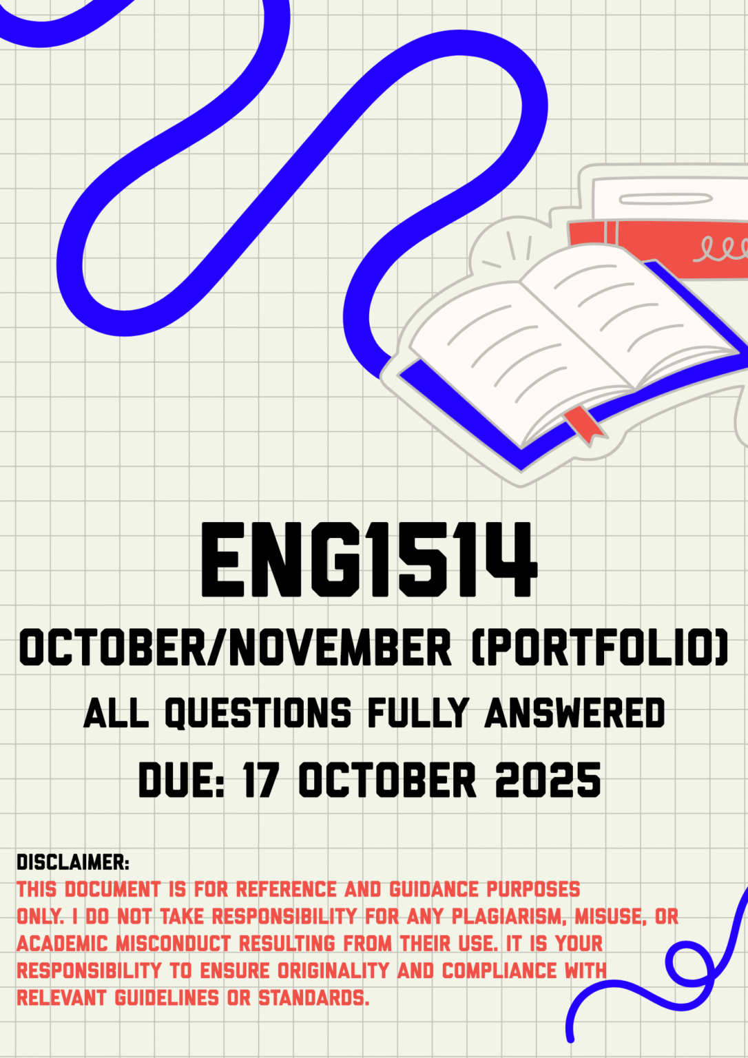 ENG1514 October/November (Portfolio) Memo | Due 17 October 2025 - StudyPass