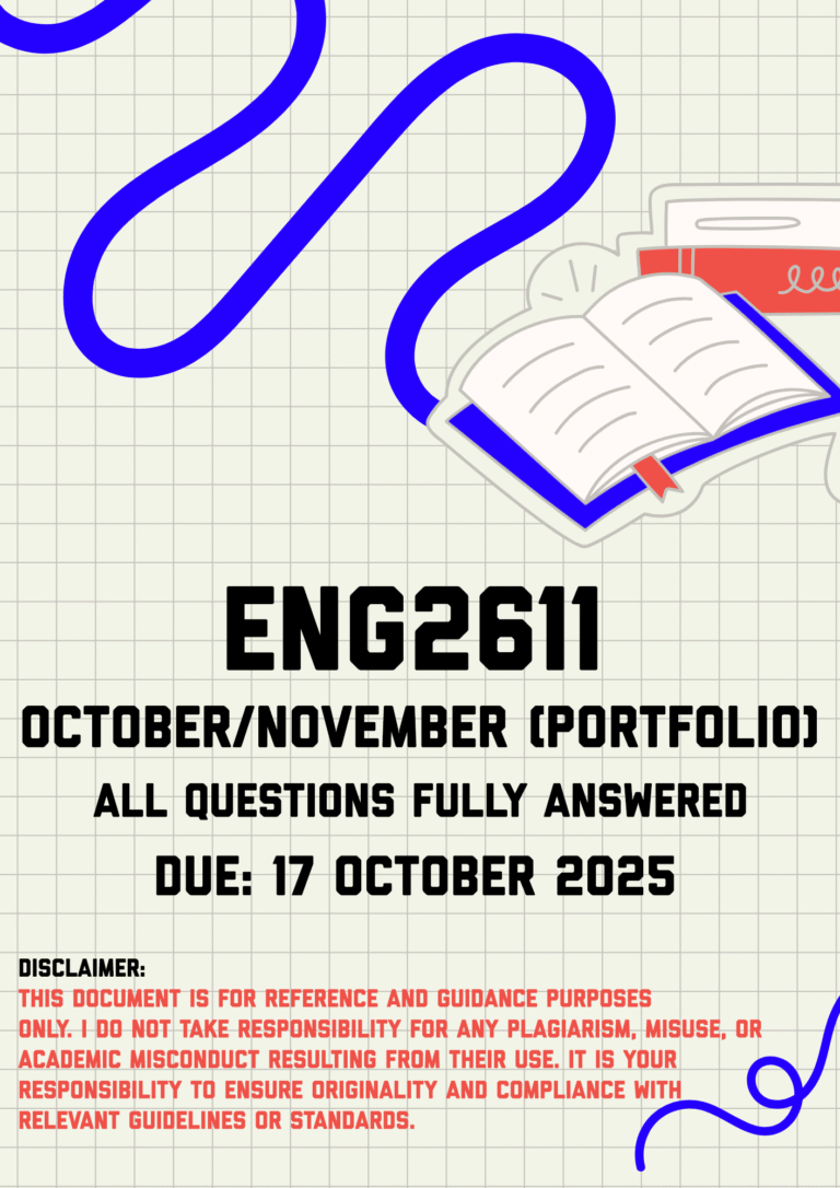 ENG2611 October/November (Portfolio) Memo | Due 17 October 2025 - StudyPass