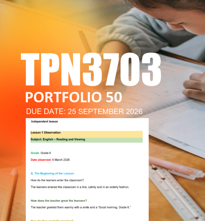 TPN3703 Assignment 50 Portfolio 2026 | DUE 25 September 2026 - StudyPass