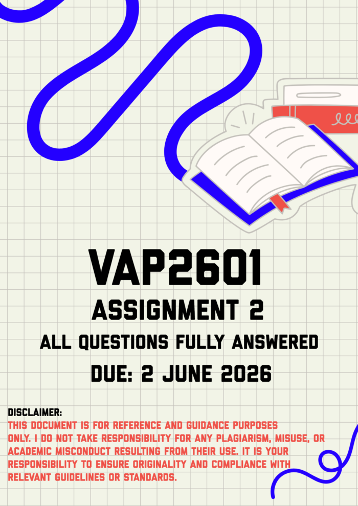 VAP2601 Assignment 2 Memo | Due 3 June 2026 - StudyPass