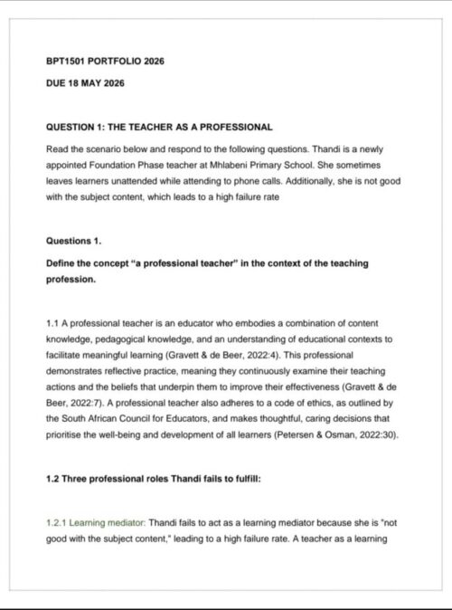 BPT1501 Assignment Portfolio 2026 | Due 19 May 2026 - Distinction ...