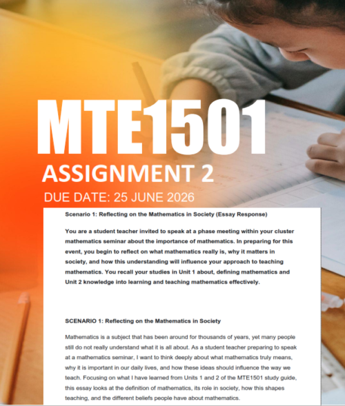 MTE1501 Assignment 2 Semester 1 2026 - Due 25 June 2026 - StudyPass