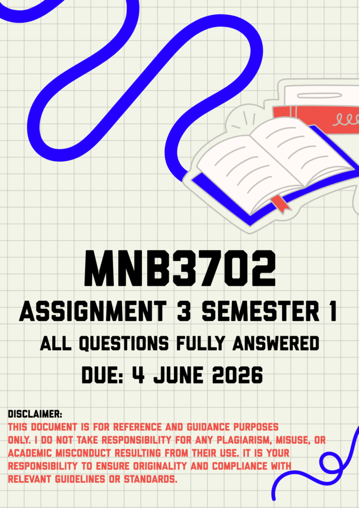MNB3702 Assignment 3 Semester 1 Memo | Due 4 June 2026 - StudyPass