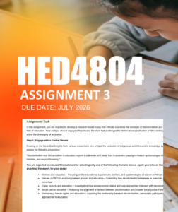 HED4804 Assignment 3 Semester 1 2026 - Due July 2026 - StudyPass